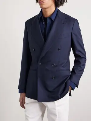 SAMAN AMEL Double-breasted Wool Suit Jacket