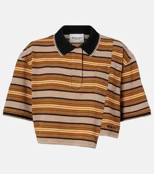 MARANT ETOILE Isalyne Striped Cotton Polo Shirt - Beige