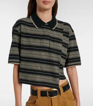MARANT ETOILE Isalyne Striped Cotton Polo Shirt - Black