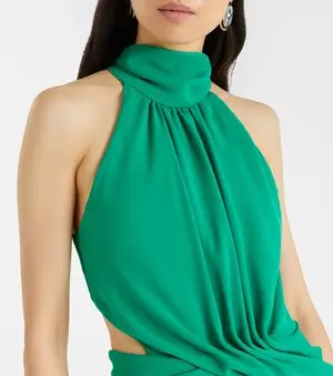 Johanna Ortiz Cutout Gathered Maxi Dress - Green