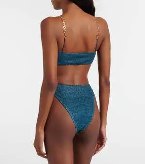Oseree Lumiere O Chain Lamé Bikini