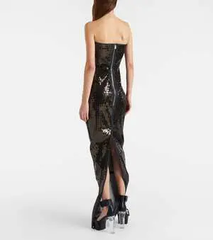 Rick Owens Sequined Denim Bustier Gown