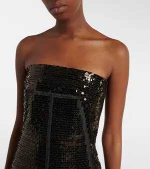 Rick Owens Sequined Denim Bustier Top - Black