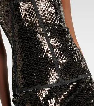 Rick Owens Sequined Denim Bustier Top - Black