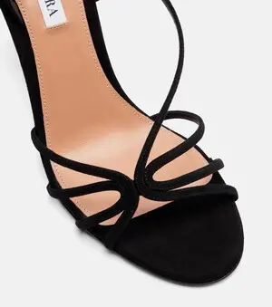 AQUAZZURA Talk To Me 105 Suede Slingback Sandals - Black