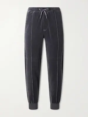 TOM FORD Tapered Cotton-blend Velour Sweatpants - Gray