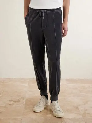 TOM FORD Tapered Cotton-blend Velour Sweatpants - Gray