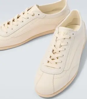 Brunello Cucinelli Leather Lace Up Sneakers - White