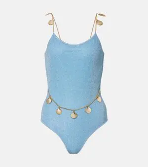Oseree Lumière Embellished Swimsuit - Blue