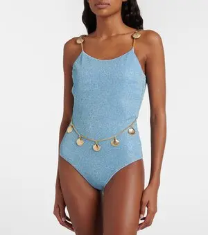 Oseree Lumière Embellished Swimsuit - Blue