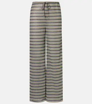 Oseree Lumière Striped Wide-leg Pants
