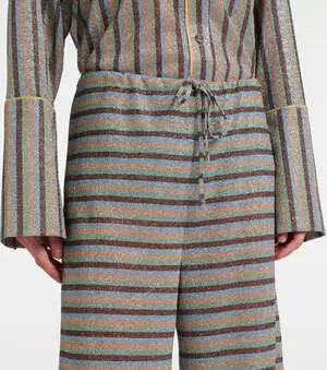 Oseree Lumière Striped Wide-leg Pants