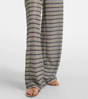 Oseree Lumière Striped Wide-leg Pants