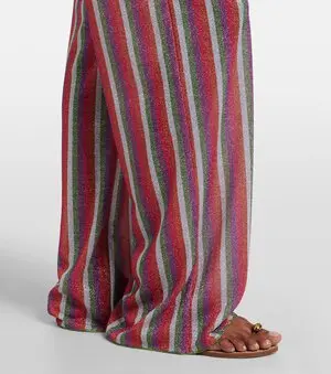 Oseree Lumière Striped Wide-leg Pants
