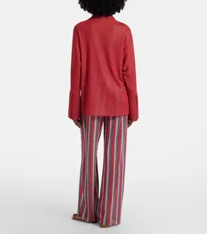 Oseree Lumière Striped Wide-leg Pants