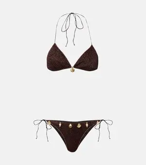 Oseree Lumière Embellished Bikini - Brown