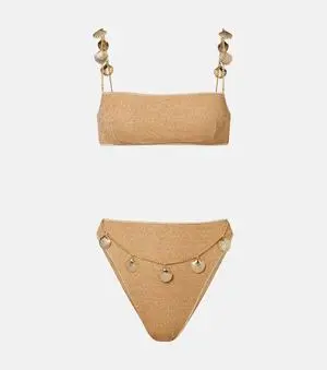 Oseree Lumière Embellished Bikini - Gold