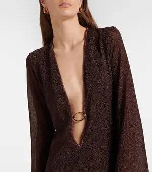Oseree Lumière Ring-detail Kaftan - Brown