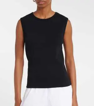 RÓHE Ribbed-knit Tank Top - Black
