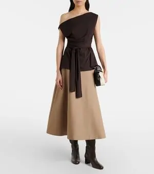 RÓHE Cotton Midi Skirt - Beige