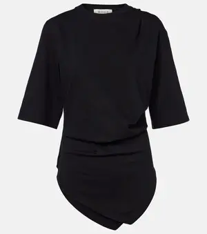 RÓHE Gathered Cotton T-shirt - Black