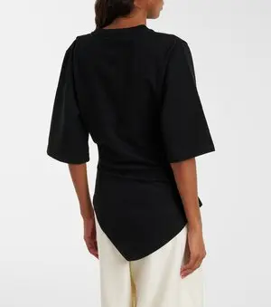 RÓHE Gathered Cotton T-shirt - Black