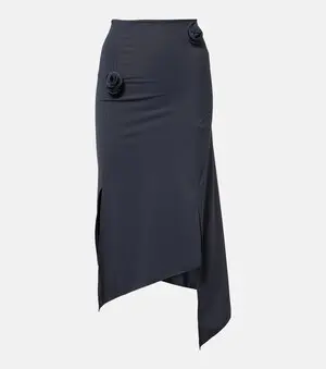 Coperni Floral Appliqué Jersey Midi Skirt - Grey