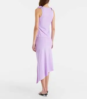 Coperni Floral Appliqué Jersey Midi Skirt - Purple