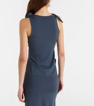 Coperni Floral-appliqué Gathered Jersey Top - Grey