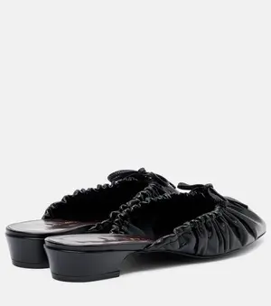 HERBERT LEVINE Gather Around Ruched Leather Mules - Black