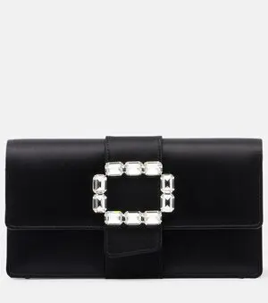 Manolo Blahnik Maycapjou Satin Clutch - Black