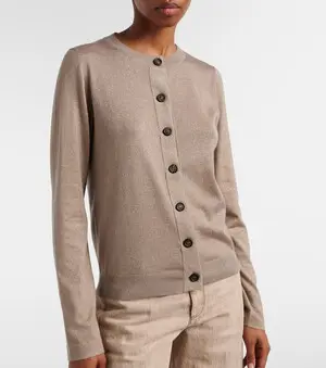 Brunello Cucinelli Cashmere-blend Lamé Cardigan - Brown