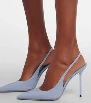 Paris Texas Lidia 105 Patent Leather Slingback Pumps - Blue