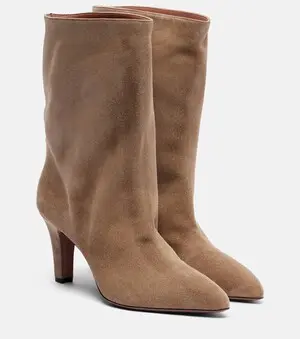 Paris Texas Elsa 75 Suede Ankle Boots Beige
