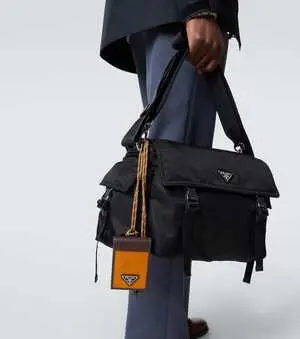 Prada Speedrock Re-nylon Card Case With Strap - Orange