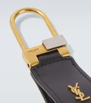 Saint Laurent Tiny Cassandre Leather Keychain - Black
