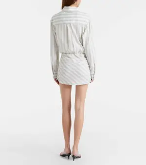 Christopher Esber Ruched Striped Cotton Minidress
