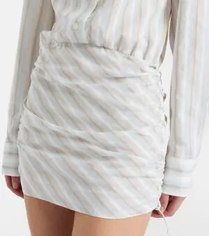 Christopher Esber Ruched Striped Cotton Minidress