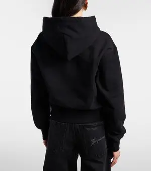 Jacquemus Logo Cotton Jersey Hoodie - Black