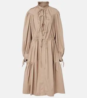 Dries Van Noten Ruffled Cotton Shirt Dress - Beige