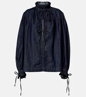 Dries Van Noten Ruffled Cotton Blouse - Blue