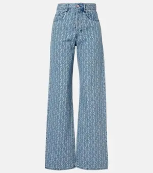 Dries Van Noten Printed Wide-leg Jeans - Blue