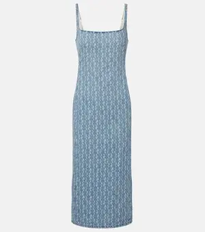 Dries Van Noten Printed Denim Midi Dress - Blue