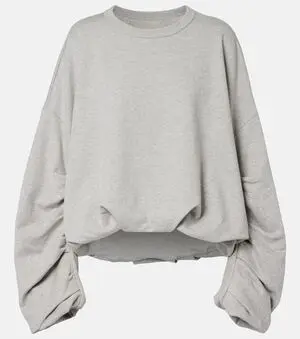 Dries Van Noten Draped Cotton Jersey Sweatshirt - Grey