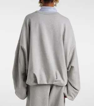 Dries Van Noten Draped Cotton Jersey Sweatshirt - Grey