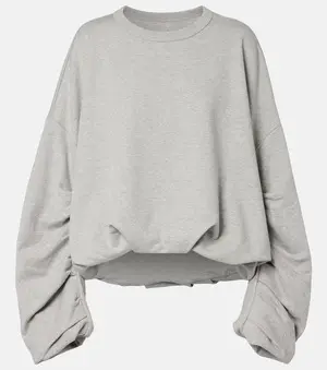 Dries Van Noten Draped Cotton Jersey Sweatshirt - Grey