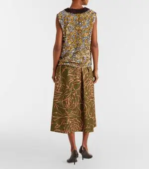 Dries Van Noten Floral Print Cotton Midi Skirt