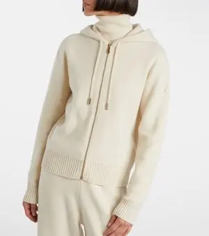 Moncler Hooded Wool And Cashmere Zip-up Cardigan - White