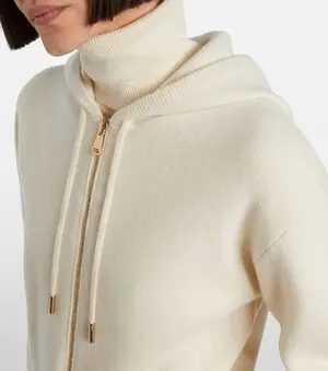 Moncler Hooded Wool And Cashmere Zip-up Cardigan - White