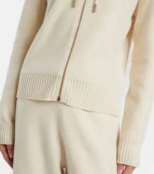 Moncler Hooded Wool And Cashmere Zip-up Cardigan - White